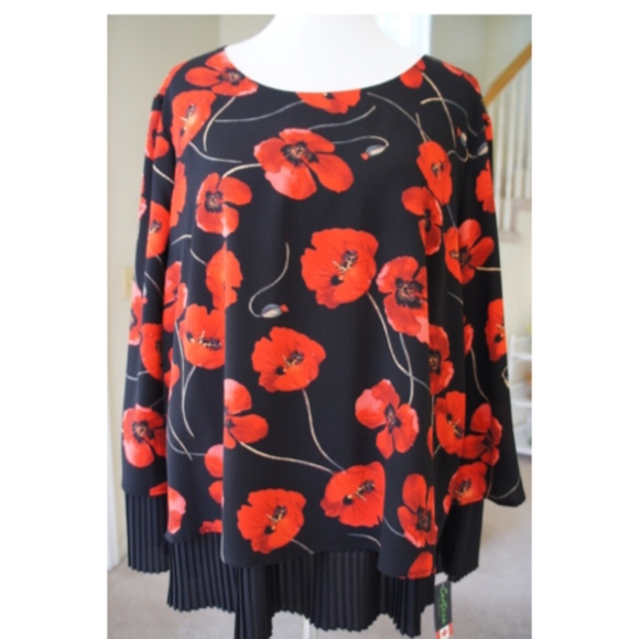 Cartise Canada | Tops | New Cartise Red Floral Print Top Plus Size 6 ...
